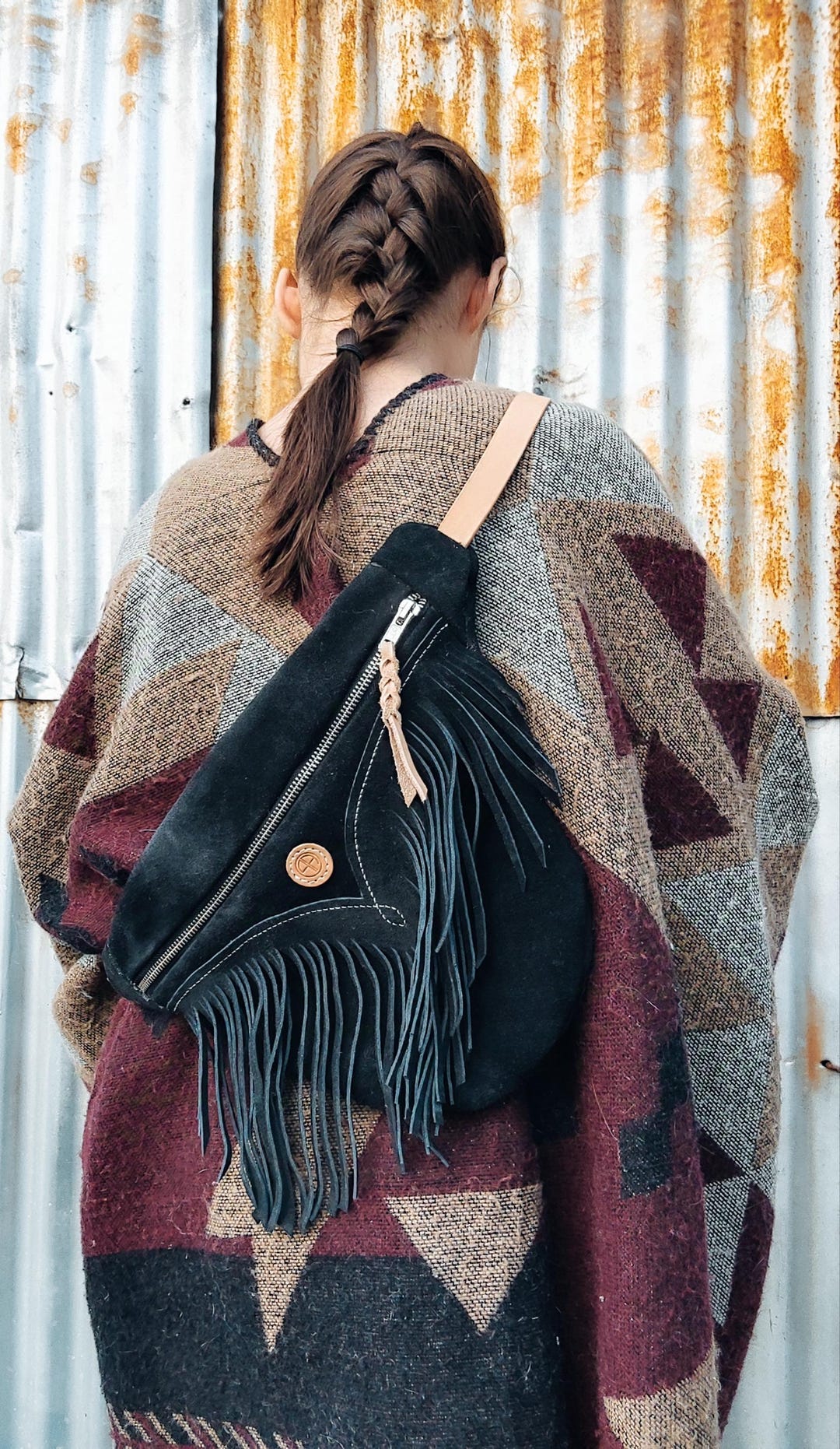 Black Suede Western Style Fringed Fanny Pack - Etsy