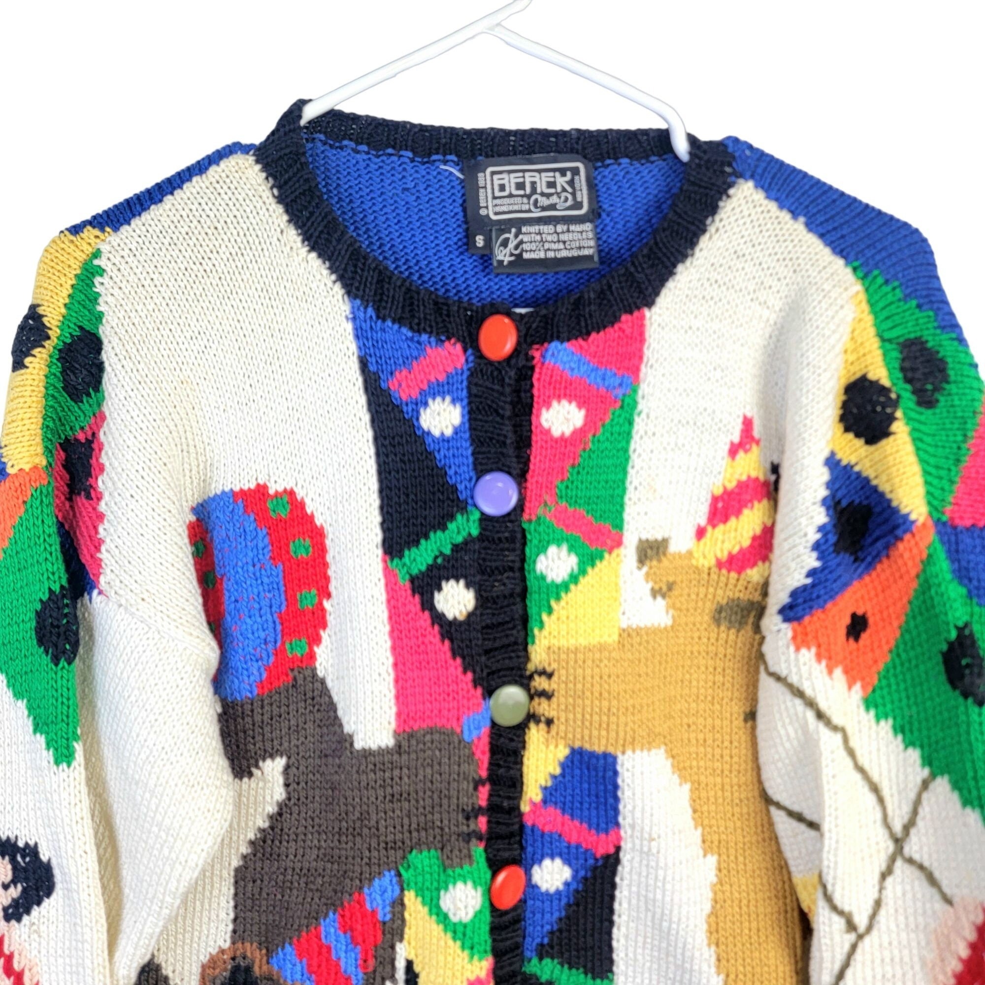 Berek Vintage 80s Circus Cardigan Sweater Women Small Colorful - Etsy
