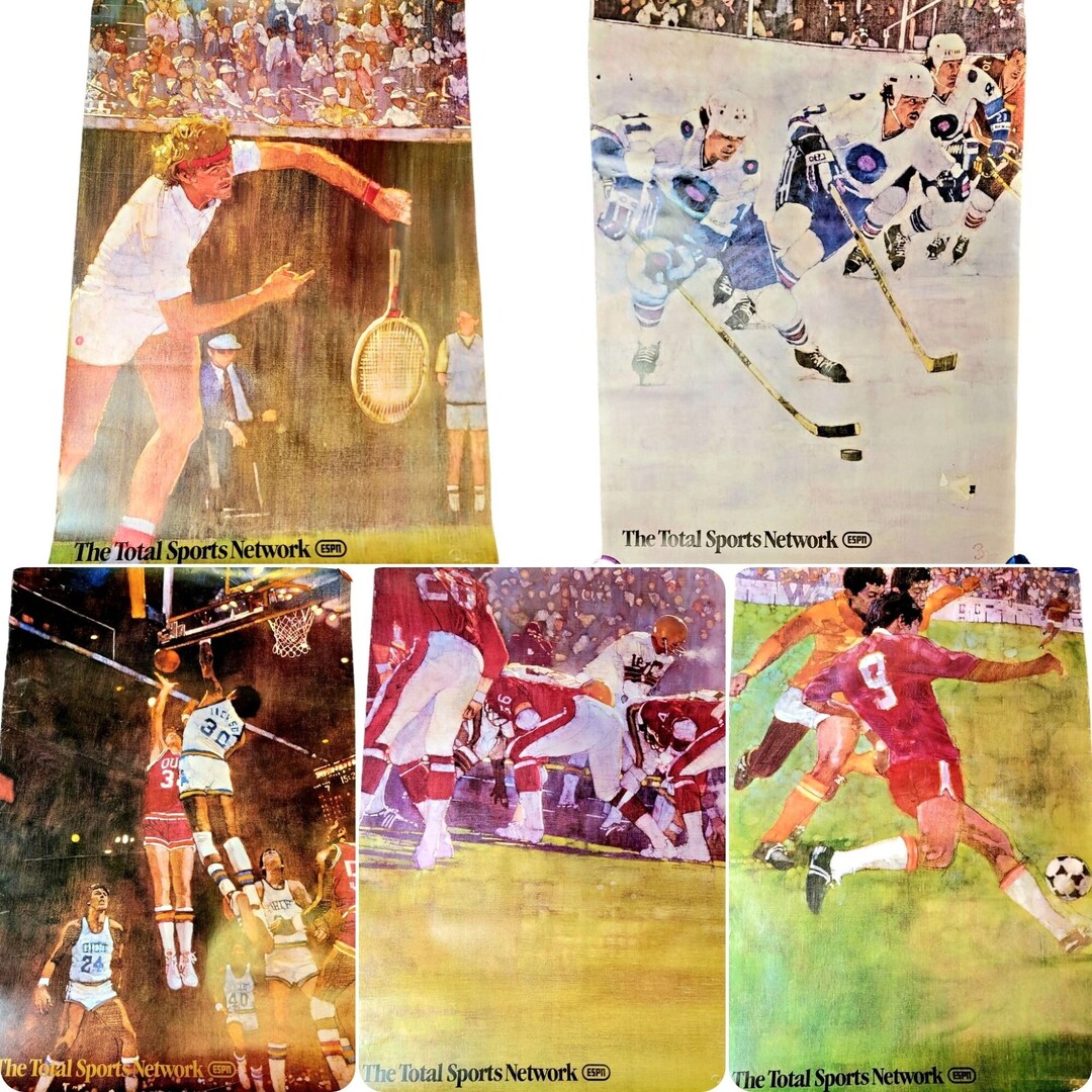 Espn Bernie Fuchs 1982 Art Print Ad Posters Sports Hockey Football ...