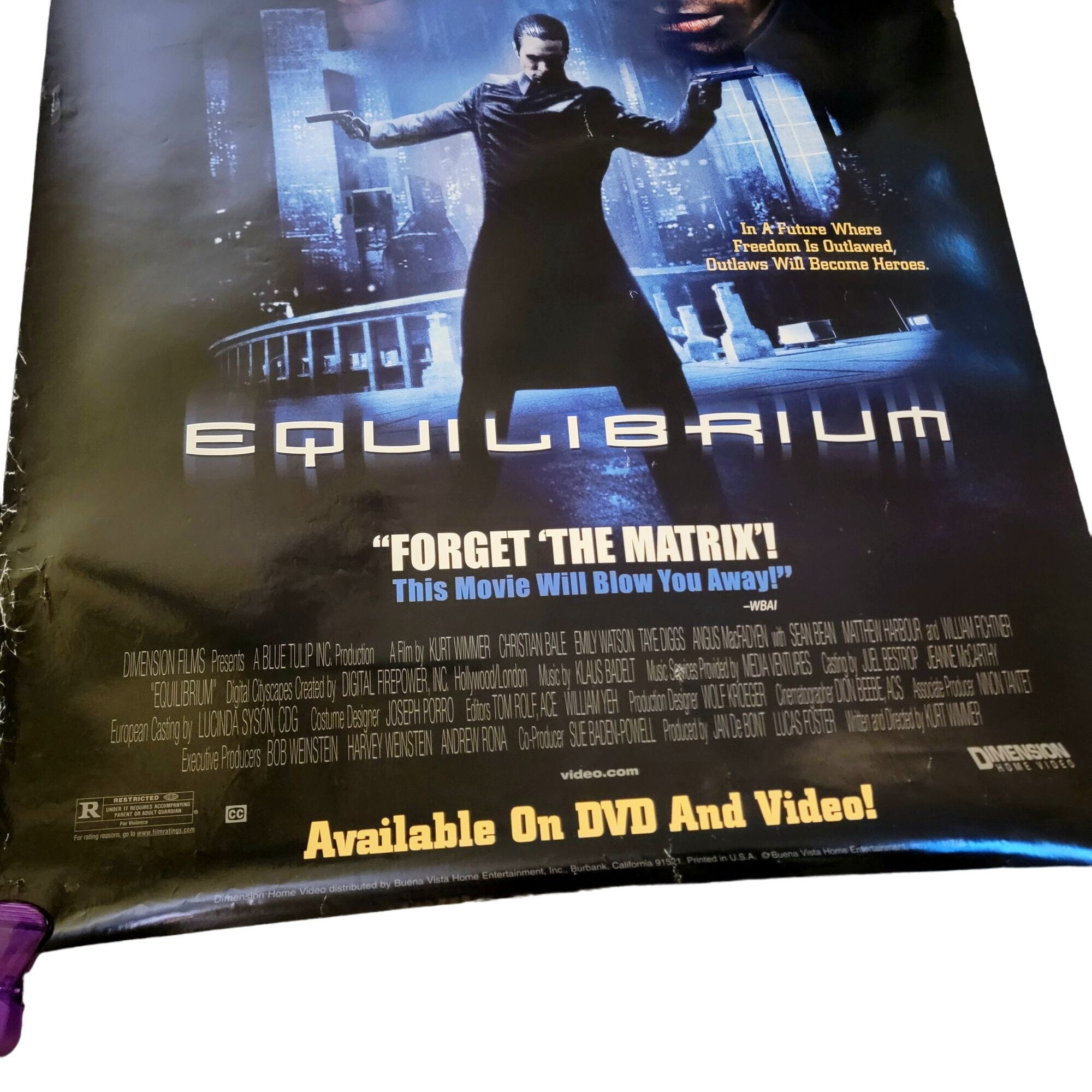 Equilibrium Movie Theater Poster Vintage 2002 Sci-fi Wall Art Print ...