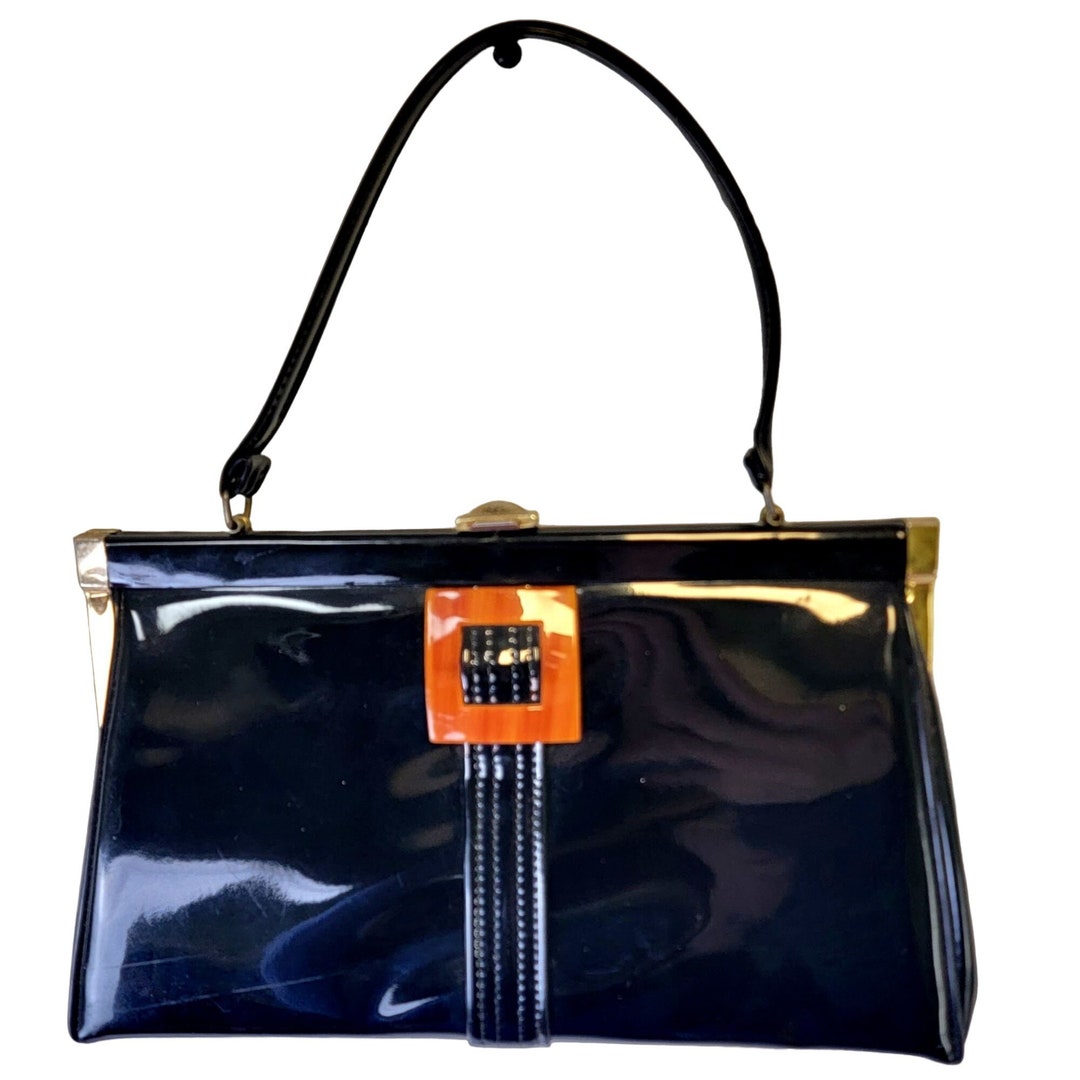 Verdi Vintage 50s Patent Leather Satchel Bag Handbag Purse - Etsy