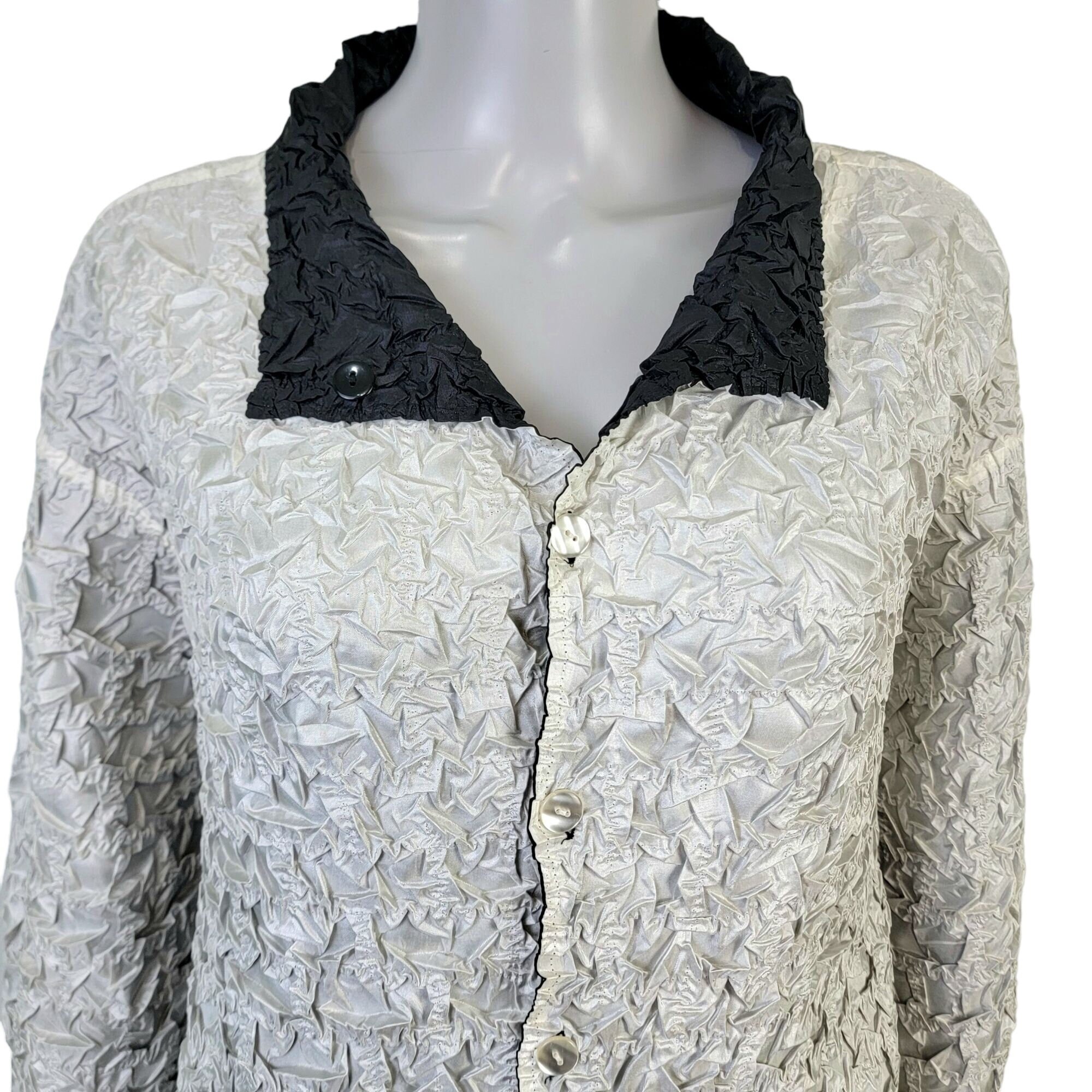 Reversible Vintage 90s Crinkle Fabric Jacket Women 1X 16 18 Plus Size ...