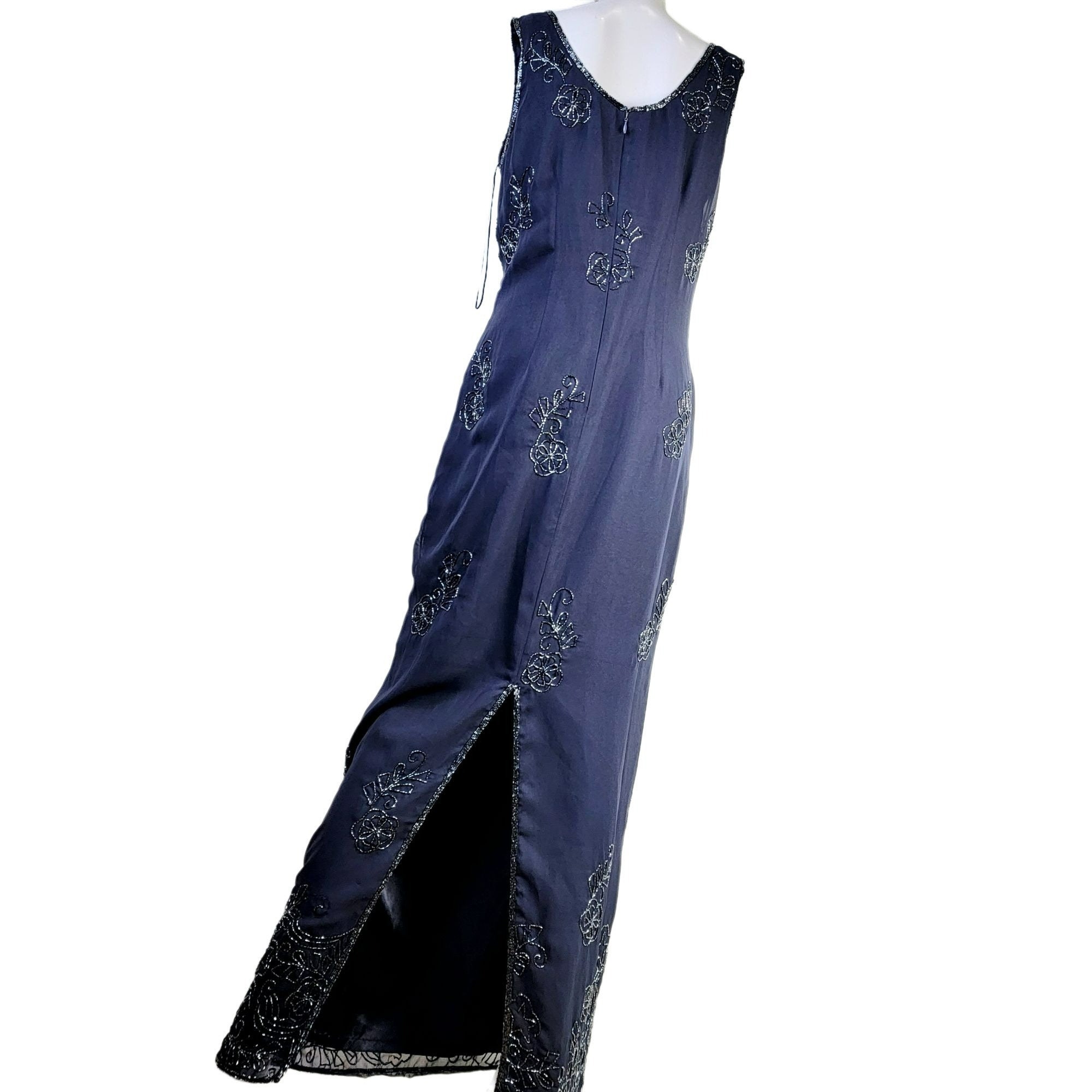 Scala Vintage 90s Formal Evening Gown Long Beaded Maxi Dress Women ...