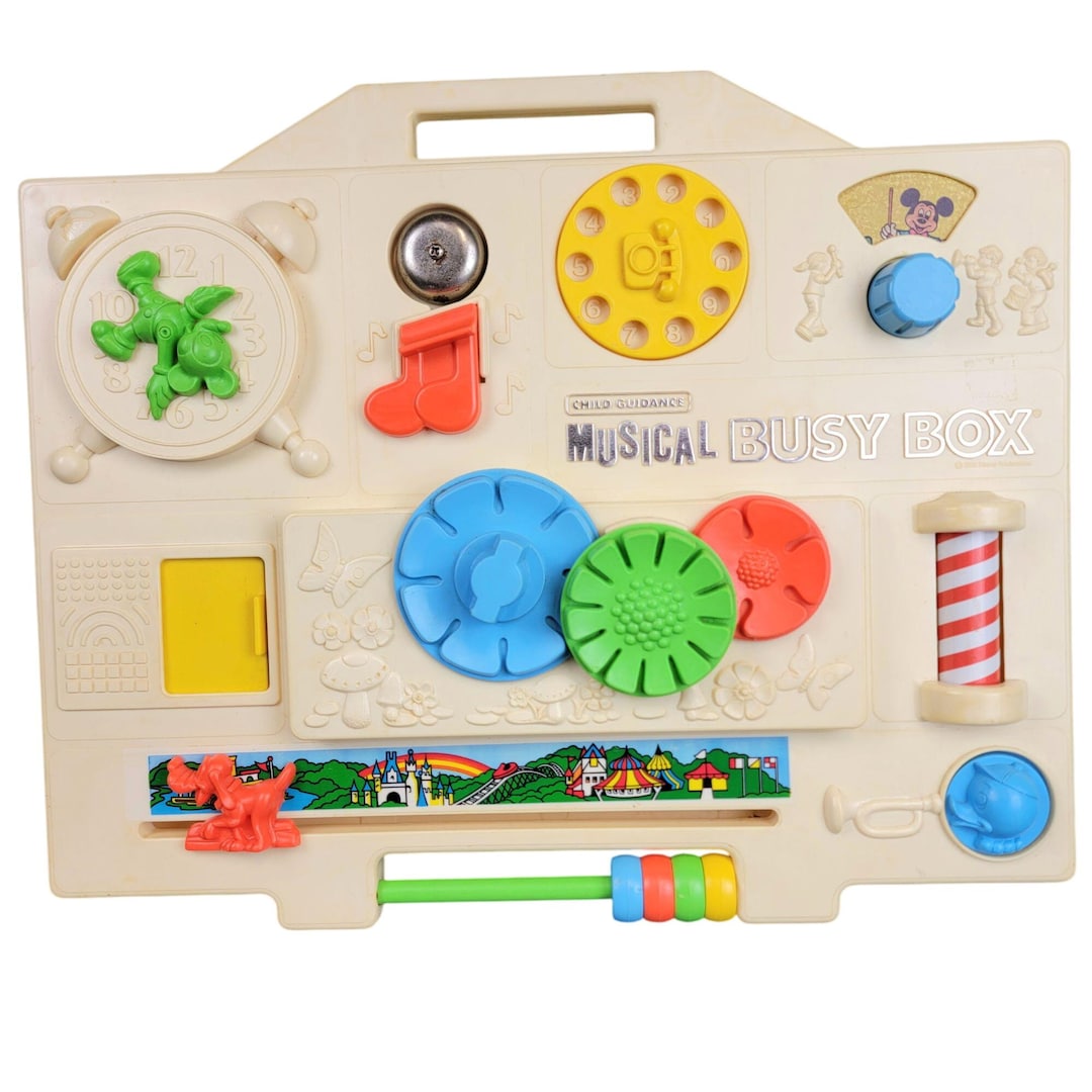 Vintage 1977 Musical Busy Box Child Toy Mickey 70s Colorful Plastic ...