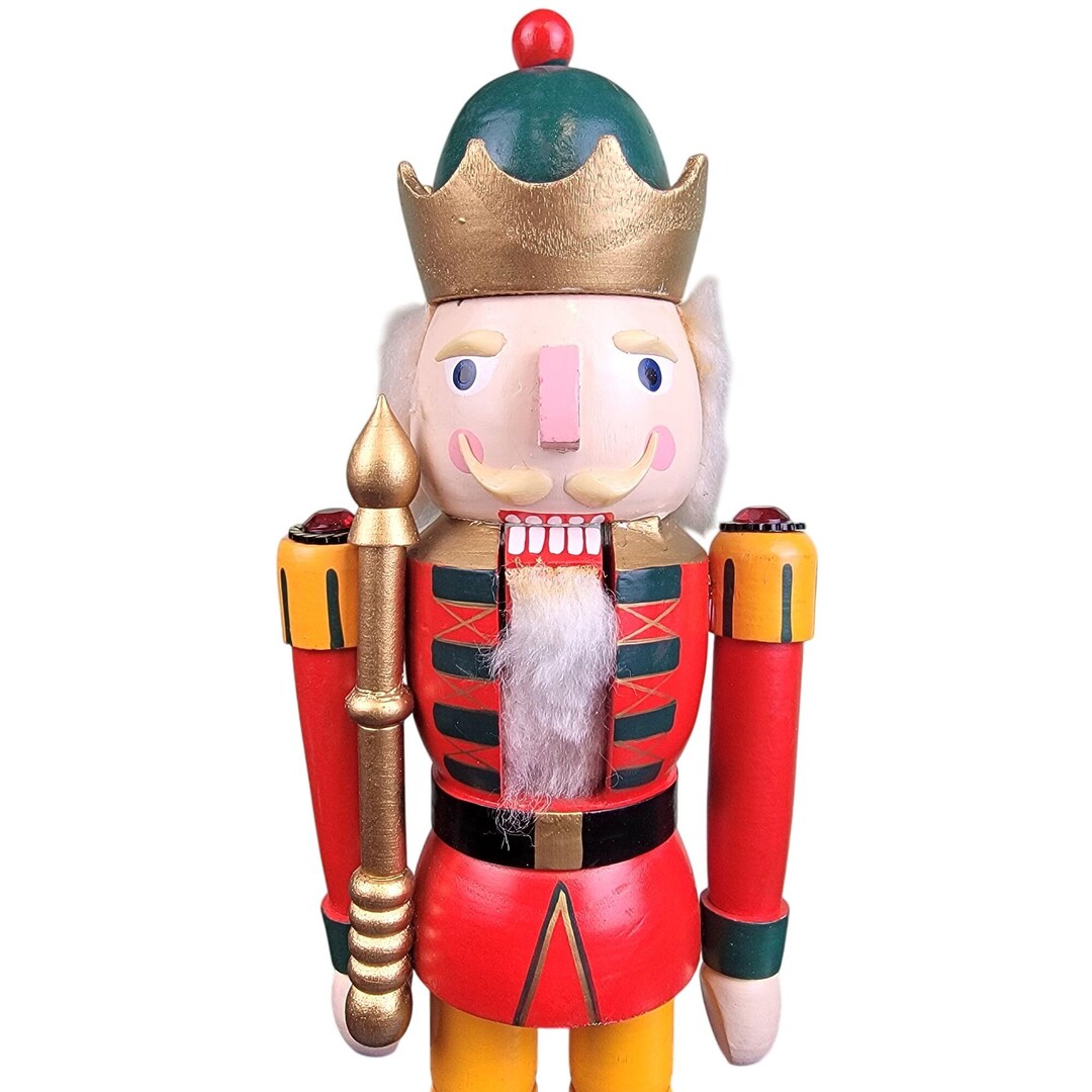 Vintage Colorful King 20 Inch Nutcracker Wood Christmas Tree Home Decor ...