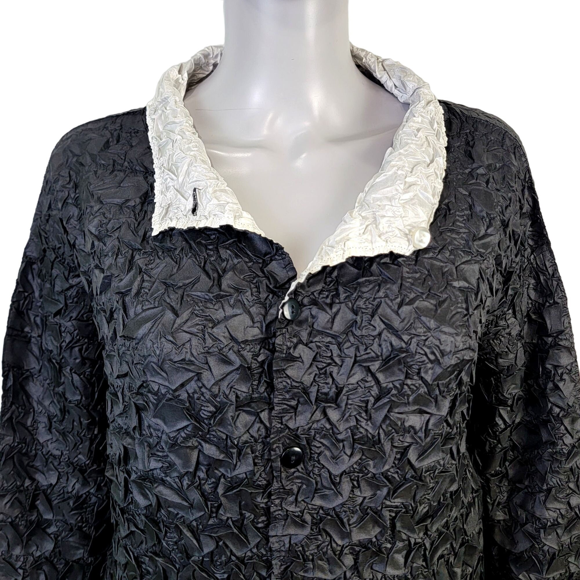 Reversible Vintage 90s Crinkle Fabric Jacket Women 1X 16 18 Plus Size ...