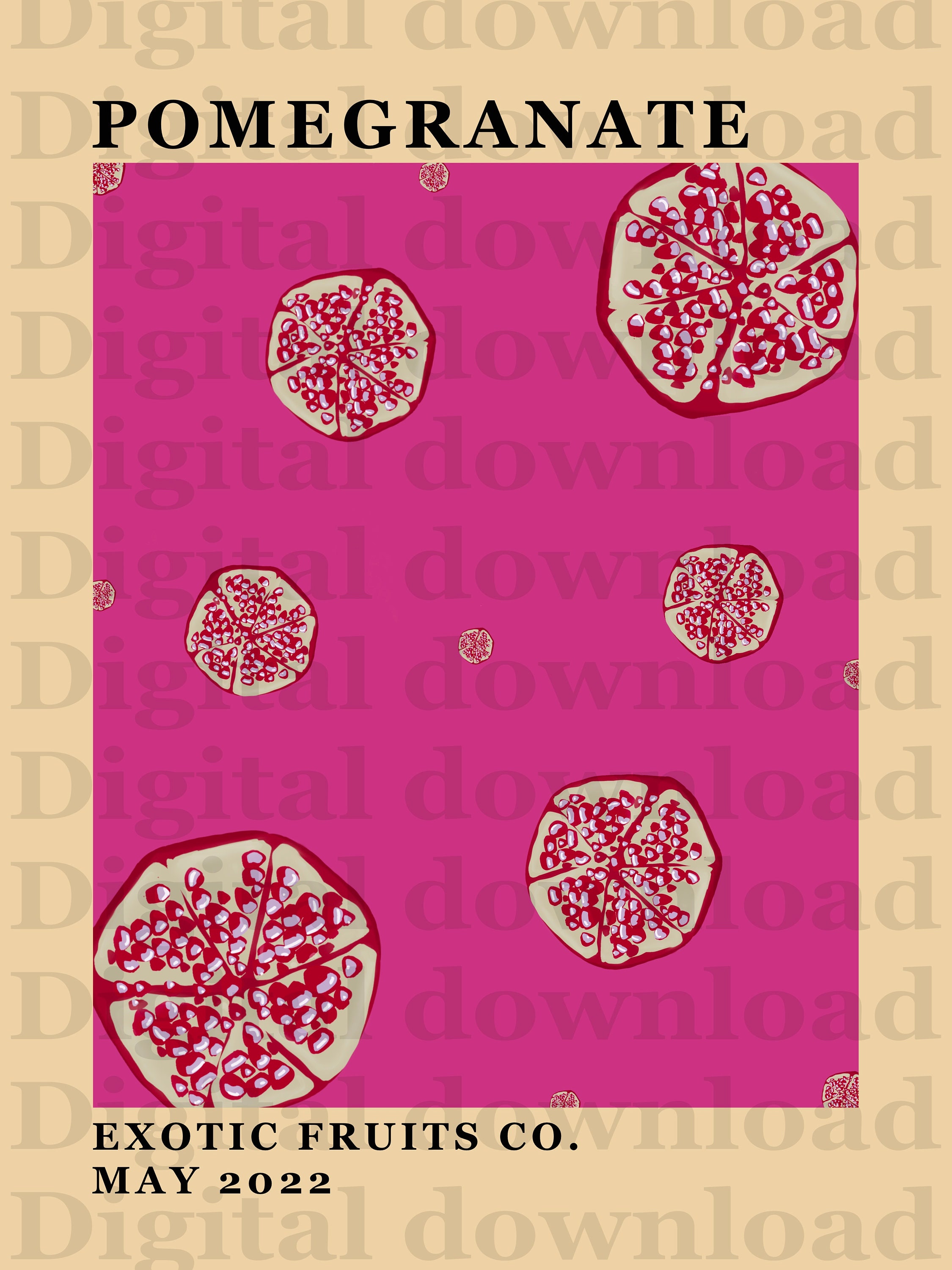Pomegranate Fruit Poster for Your Eclectic Minimalist Home Decor ...