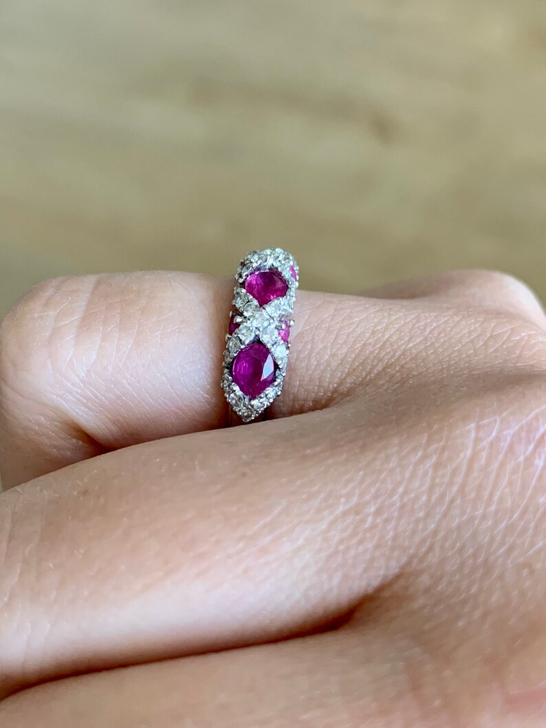 Natural Ruby and Diamond Crossing Ring - Etsy