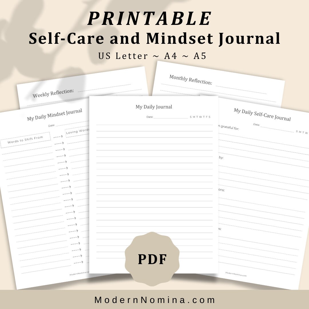 Personal Growth, Self-care & Mindset Journal: Printable Planner for ...