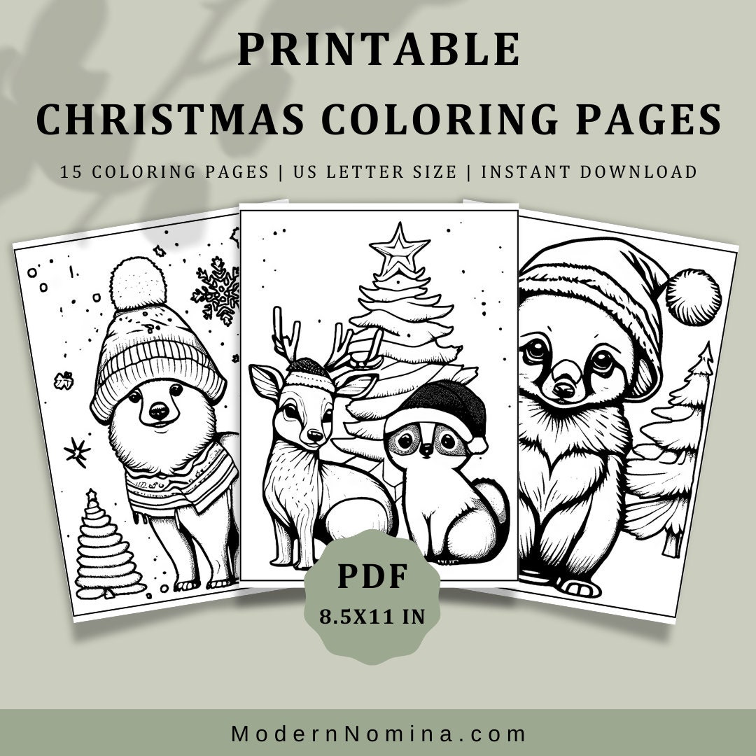 15 Printable Christmas Coloring Pages for Kids, Winter Coloring, Stress ...