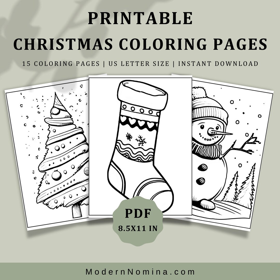 15 Printable Christmas Coloring Pages for Kids, Winter Coloring, Stress ...