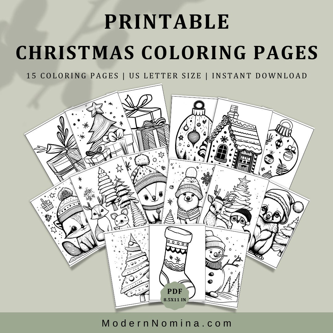 15 Printable Christmas Coloring Pages for Kids, Winter Coloring, Stress ...