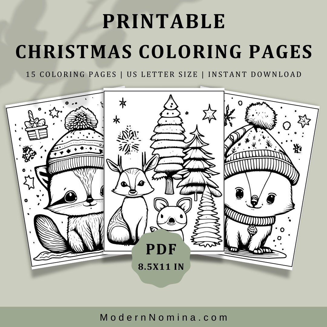 15 Printable Christmas Coloring Pages for Kids, Winter Coloring, Stress ...