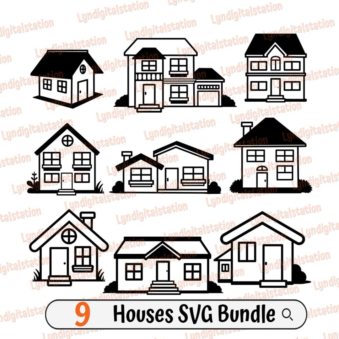 9 Houses Bundles Svg | Home Clipart | Architectural Structure Cut File ...