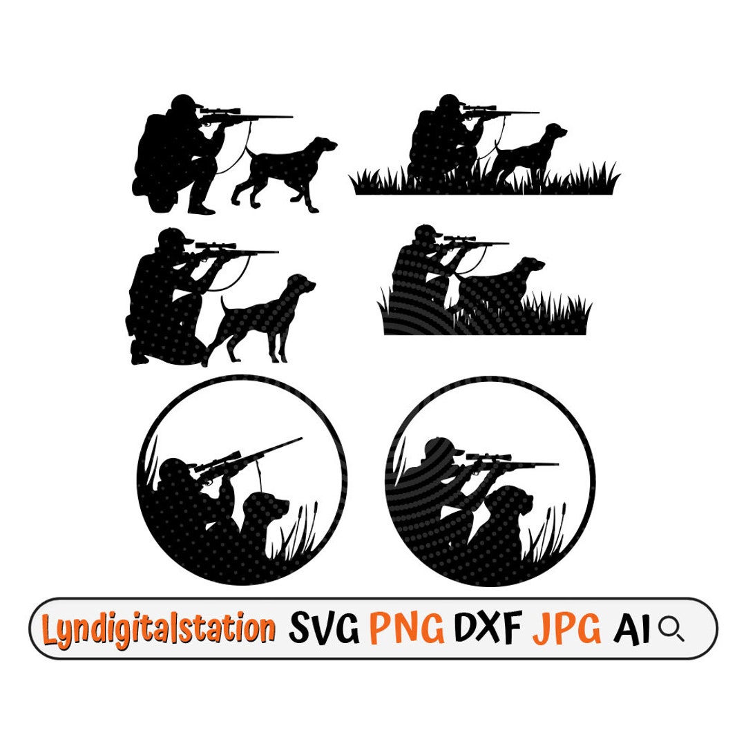 Duck Hunter Svg | Hunting Scene Clipart | Duck Cut File | Man With Dog ...