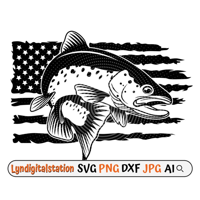 US Trout Fish Svg Fishing Clipart Fresh Water Fish Cut - Etsy
