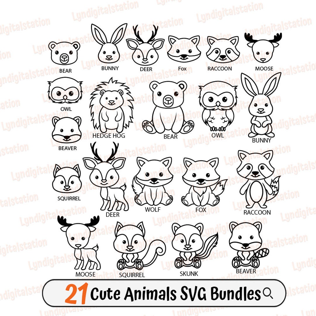 21 Cute Animals Bundles Svg | Animals Clipart | Woodland Animals Cut ...