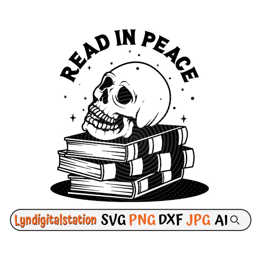 Book With Skull Svg | Read in Peace Clipart | Skull Cut File | Skull ...