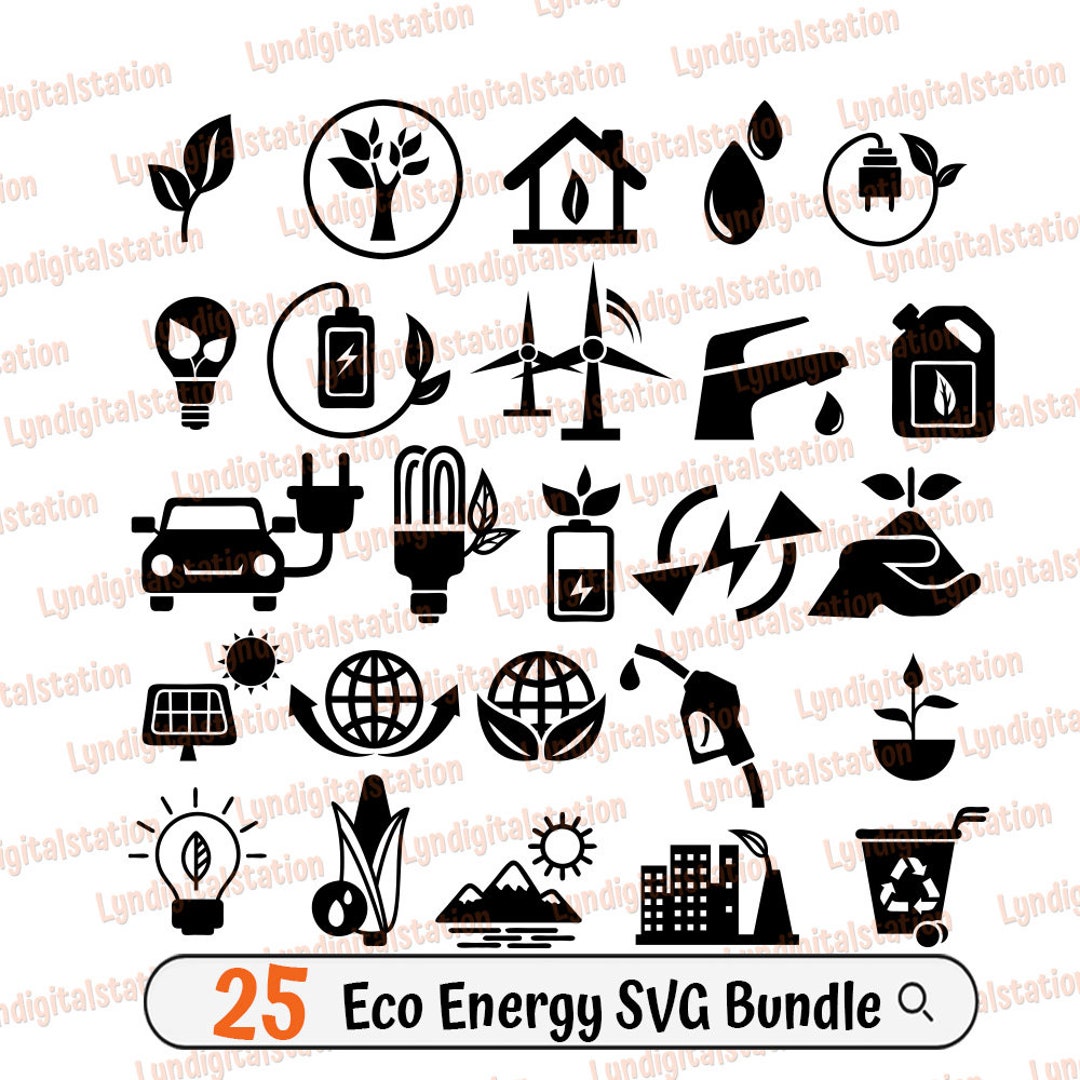 25 Eco Energy Bundle Svg | Electric Clipart | Solar Energy Cut File ...