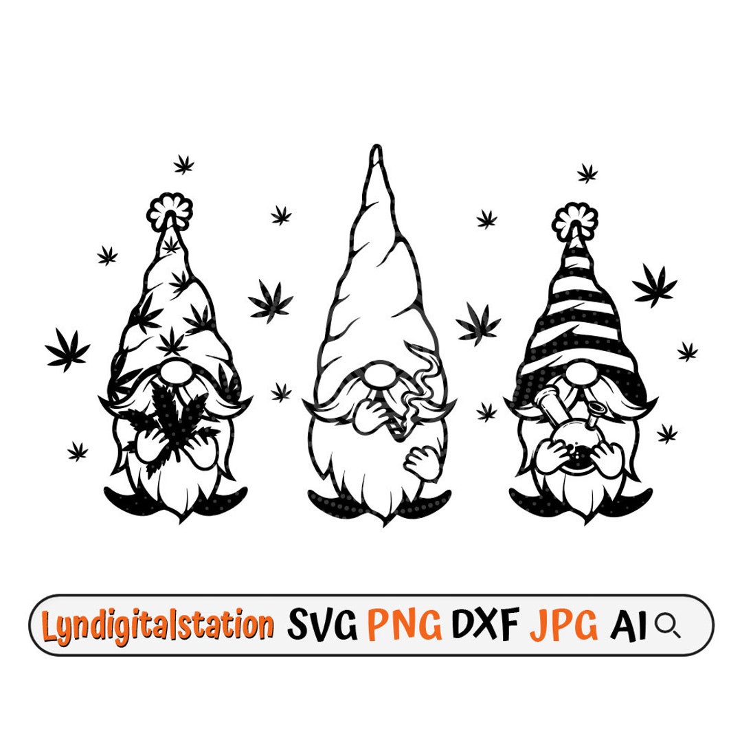 Weed Gnomes Svg | Smoking Gnomes Clipart | Gnome Smoking Joint Cut File ...