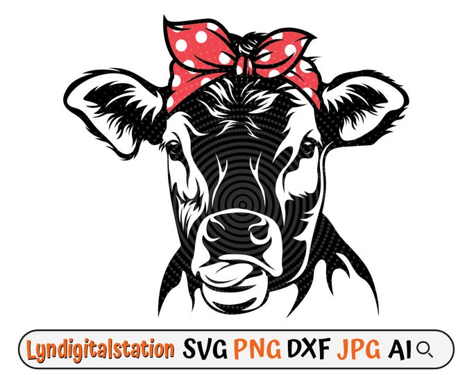 Cow Heifer With Polkadot Bow Hair Tie, Cow With Bandana, Livestock on ...