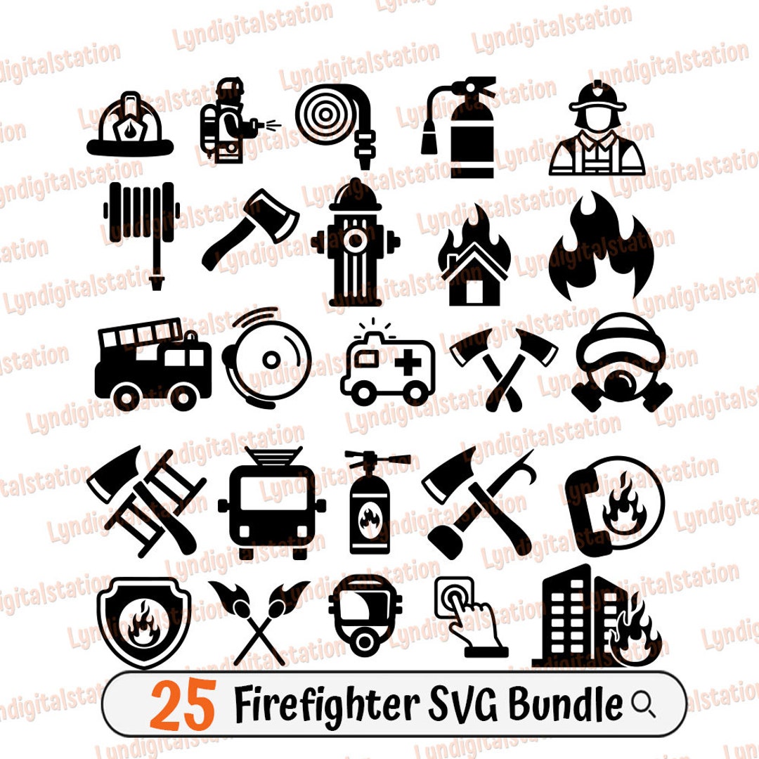 25 Firefighter Bundles Svg | Protective Gear Clipart | Fireman Cut File ...