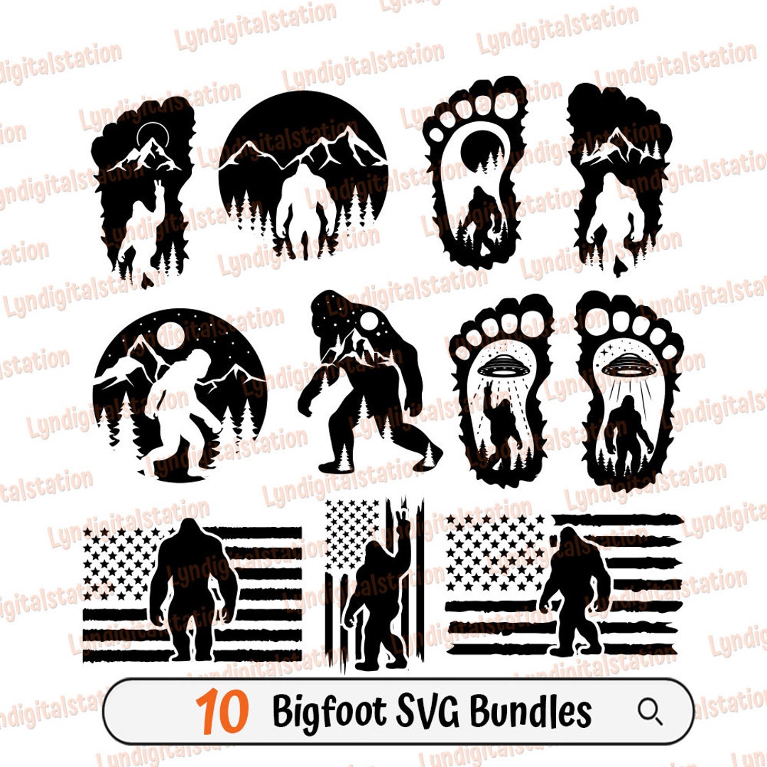 Bigfoot Bundles Svg | Bigfoot Scene Clipart | Sasquatch Cut File | Wild ...