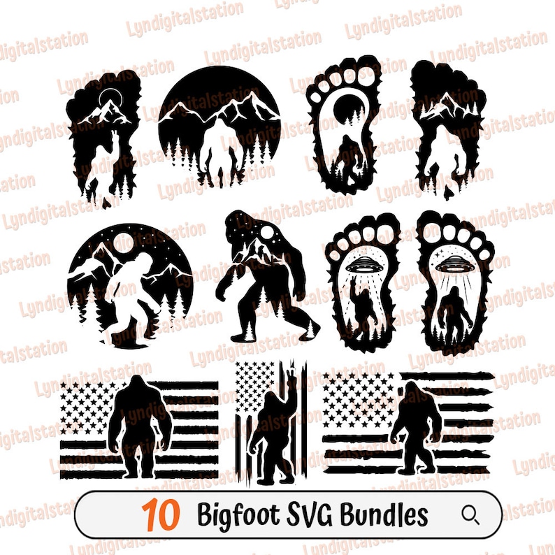 Bigfoot Bundles Svg Bigfoot Scene Clipart Sasquatch Cut File Wild ...