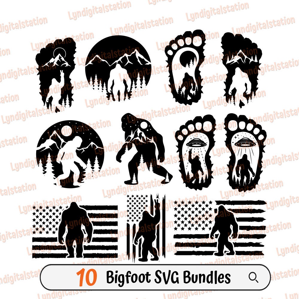 Bigfoot Bundles Svg Bigfoot Scene Clipart Sasquatch Cut File Wild ...