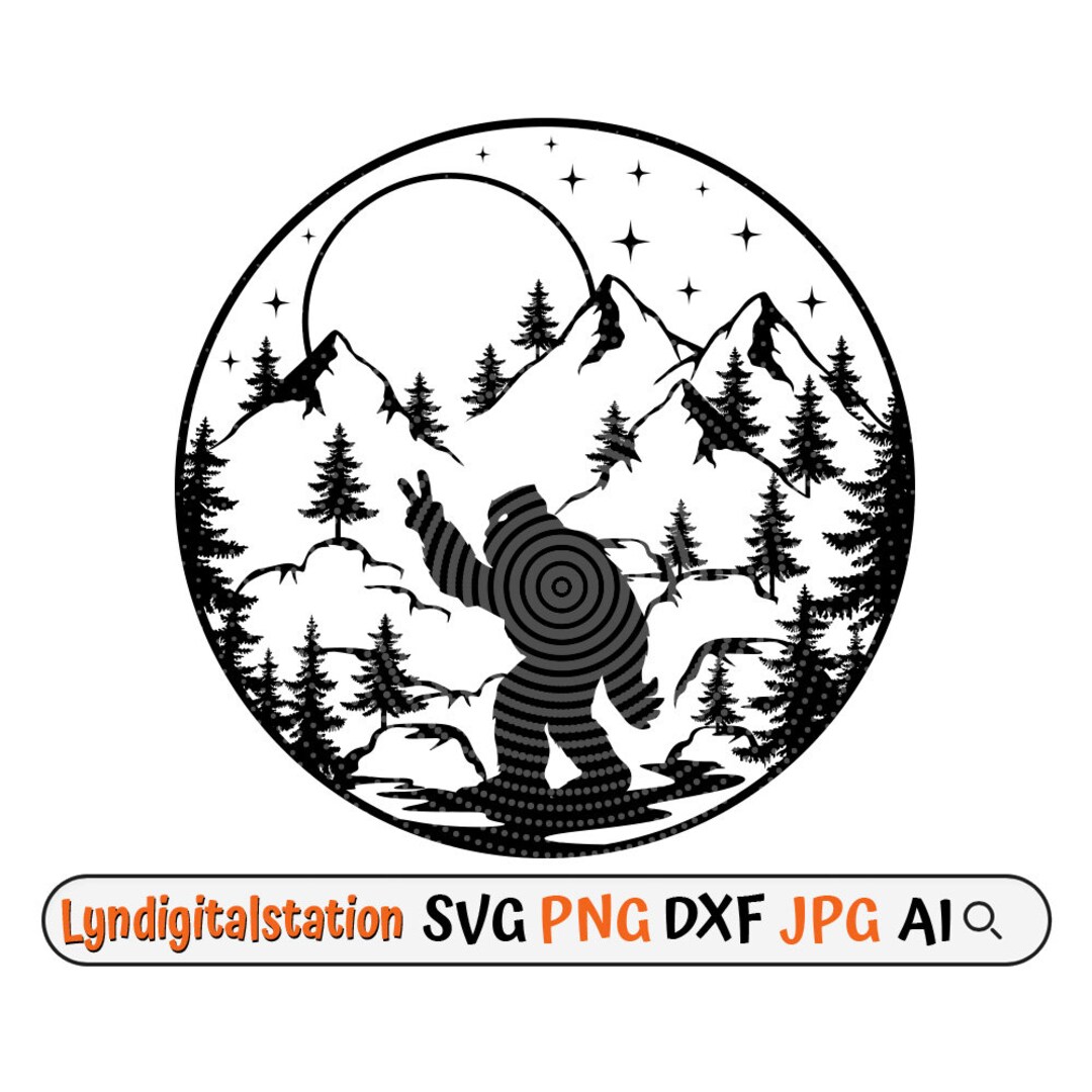Bigfoot Svg | Bigfoot Peace Clipart | Nature Life Cut File | Sasquatch ...