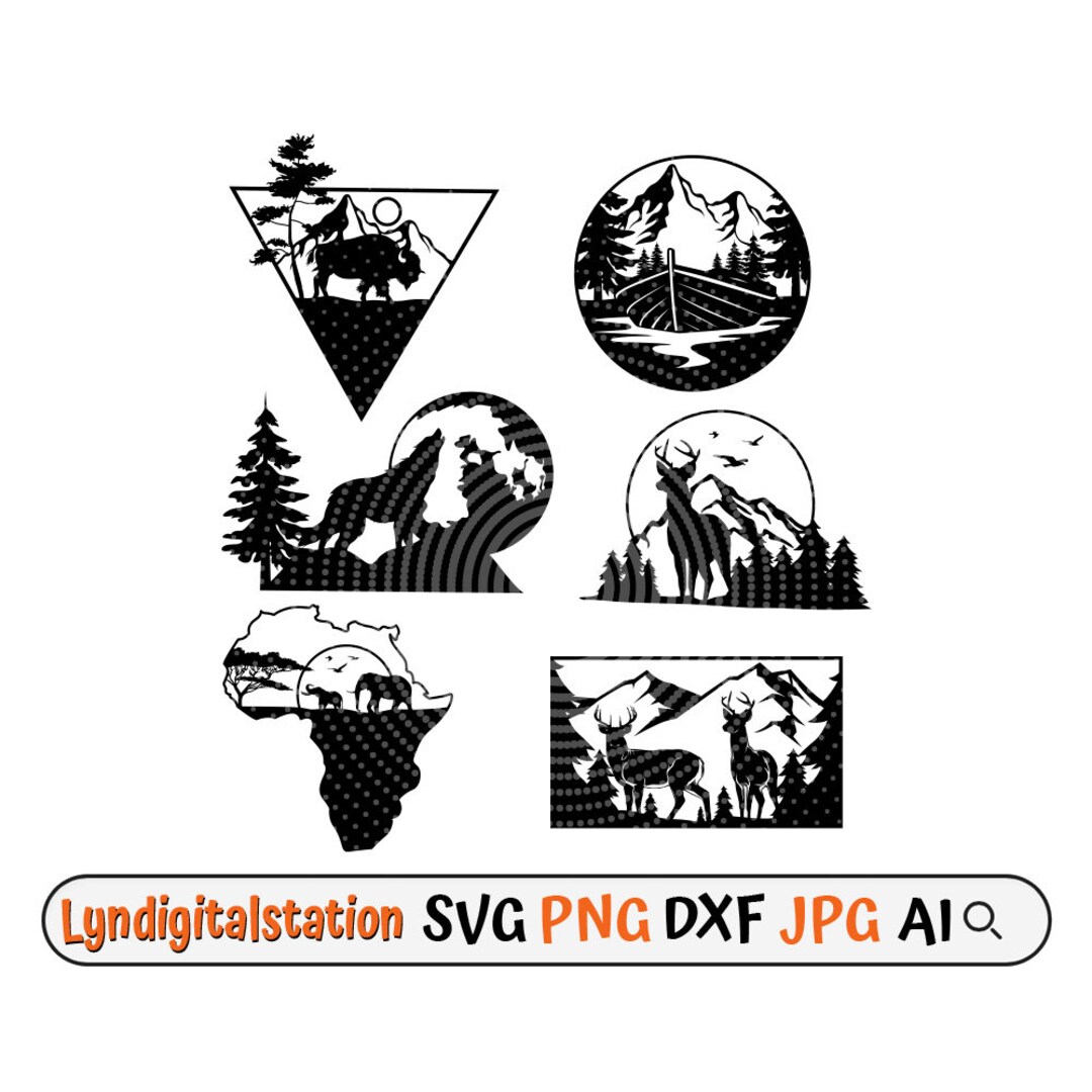 Nature Bundle Svg | Mountain Animal Clipart | Animal Nature Cut File ...
