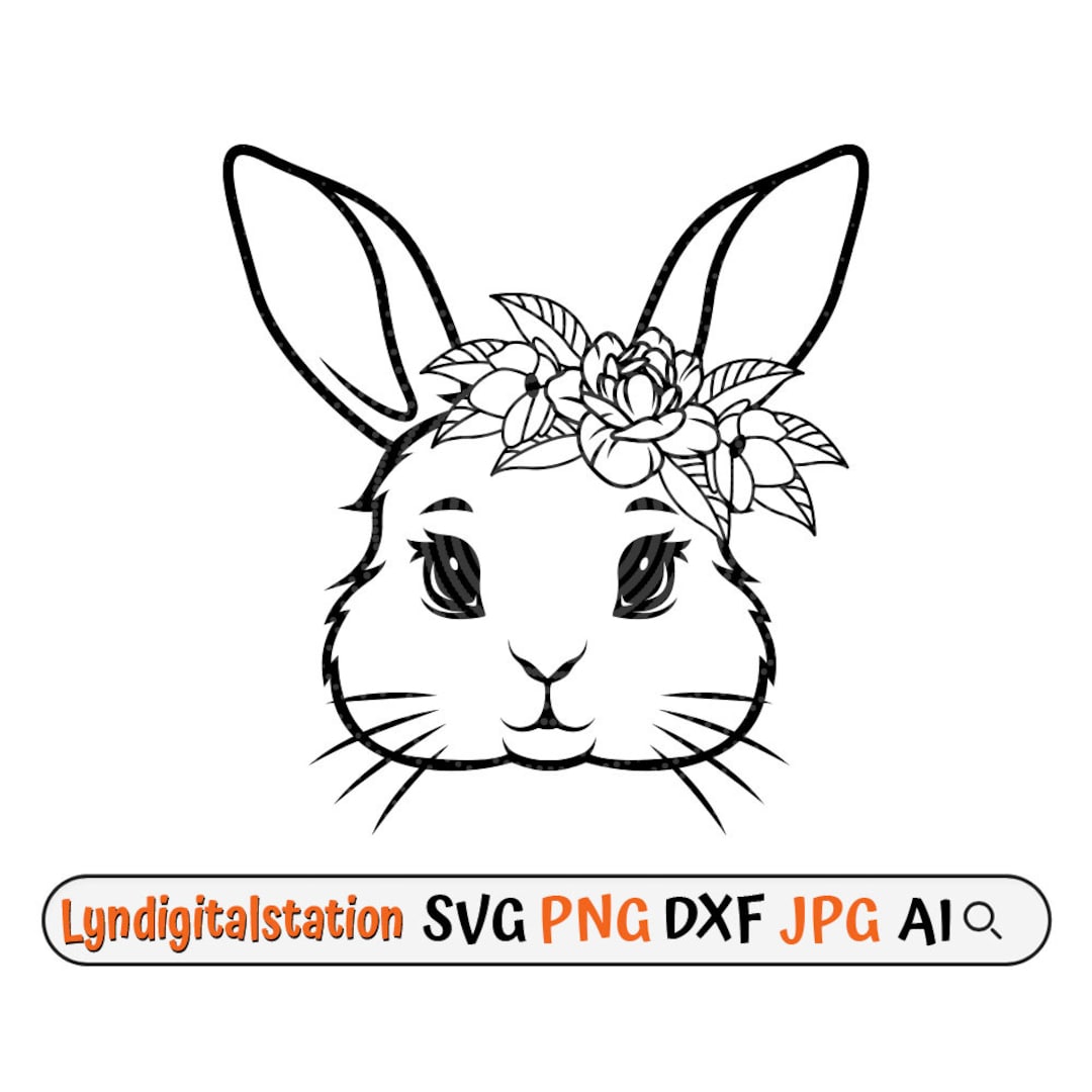 Cute Floral Bunny Svg | Bunny Face Clipart | Cute Rabbit Cut File ...