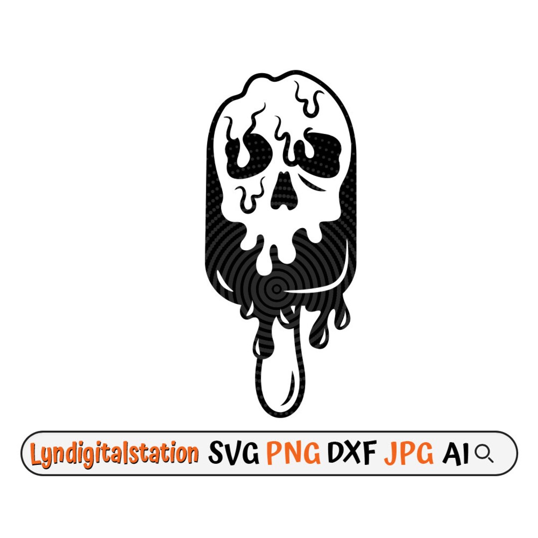 Dripping Popsicle Skull Svg | Dead Candy Clipart | Human Skull Cut File ...