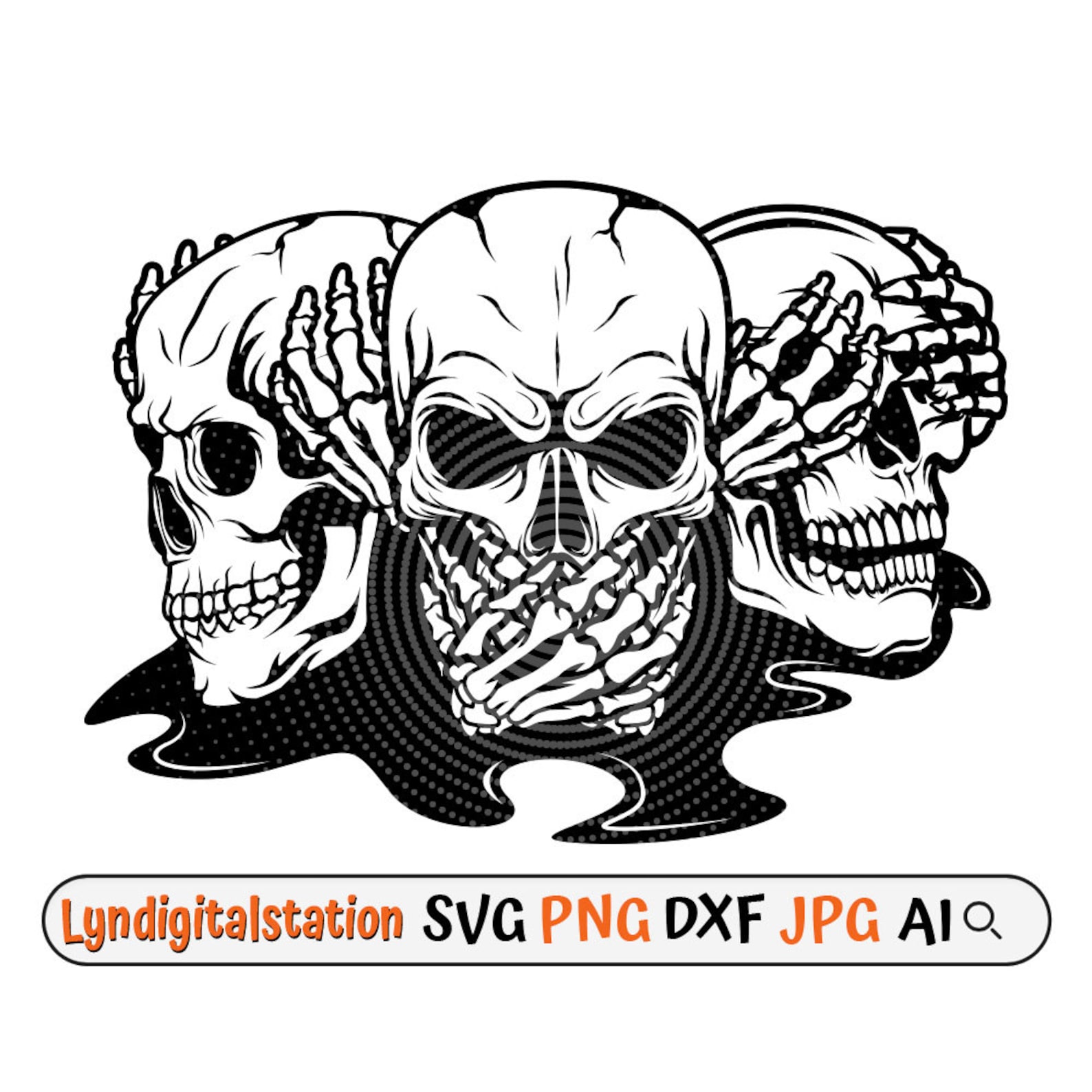 Hear Speak See Svg Skull Clipart Skeleton Head Cut File - Etsy