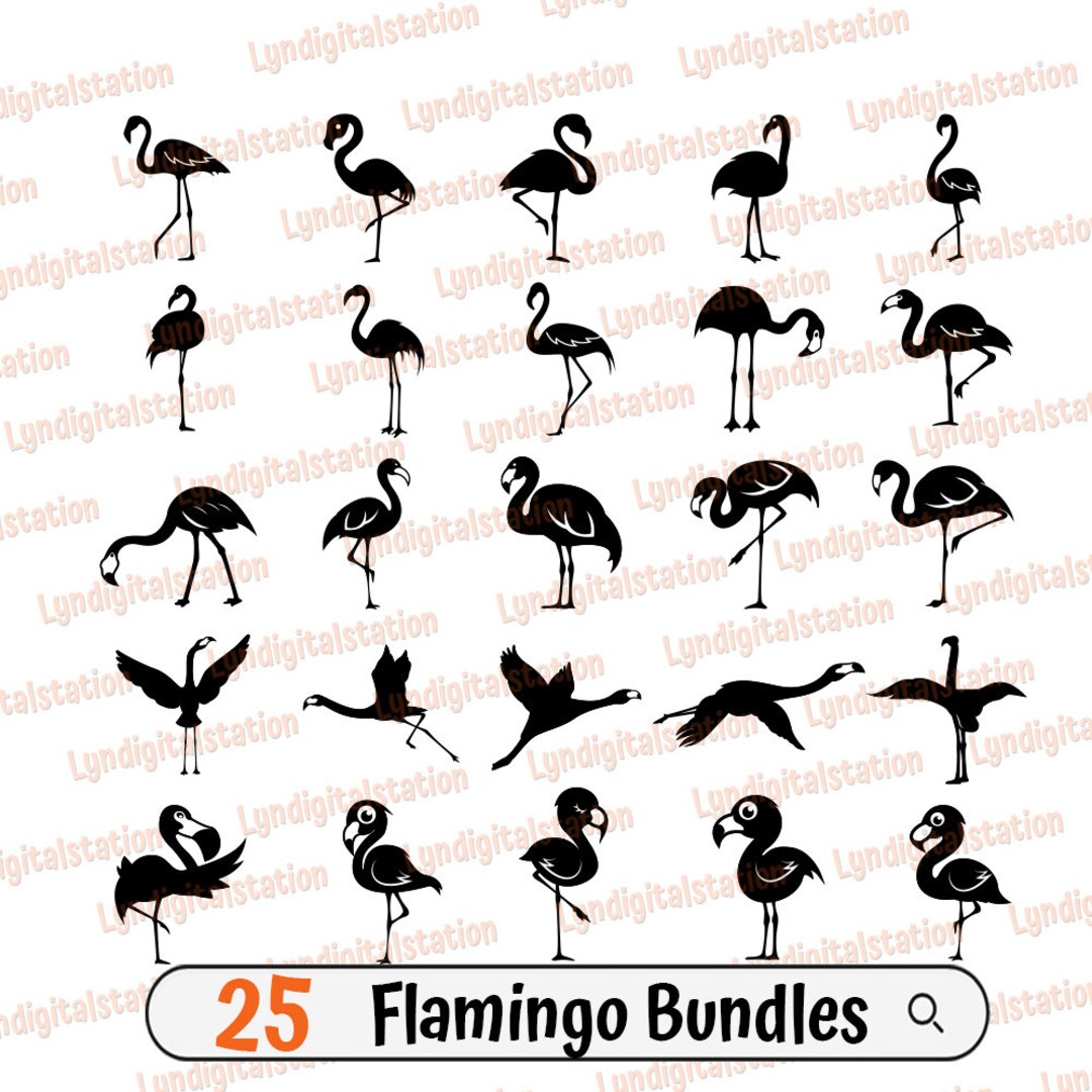 25 Flamingo Bundles Svg | Wading Bird Clipart | Large Bird Cut File ...