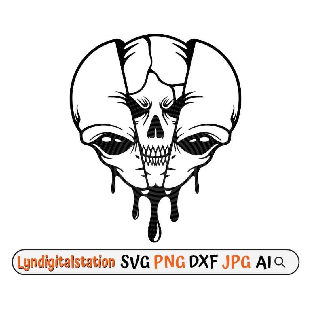 Skull Alien Svg | Skull Clipart | Alien Cut File | Extraterrestrial ...