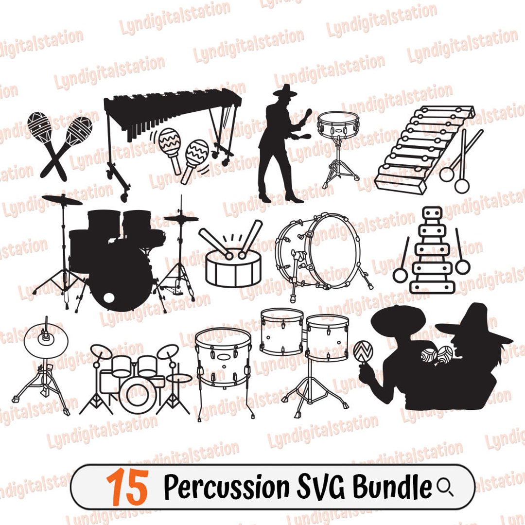15 Percussion Bundles Svg | Musical Instrument Clipart | Percussion Cut ...