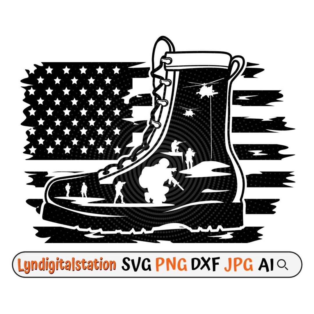 US Military Scene Boots Svg | Combat Boots Clipart | Veteran Cut File ...