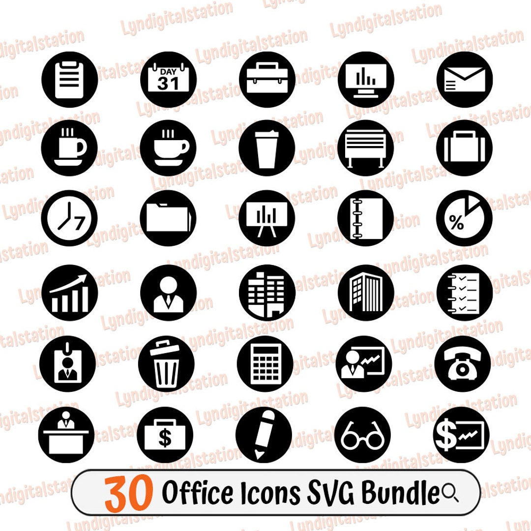 30 Office Icons Bundles Svg | Schedule Clipart | Office Equipment Cut ...