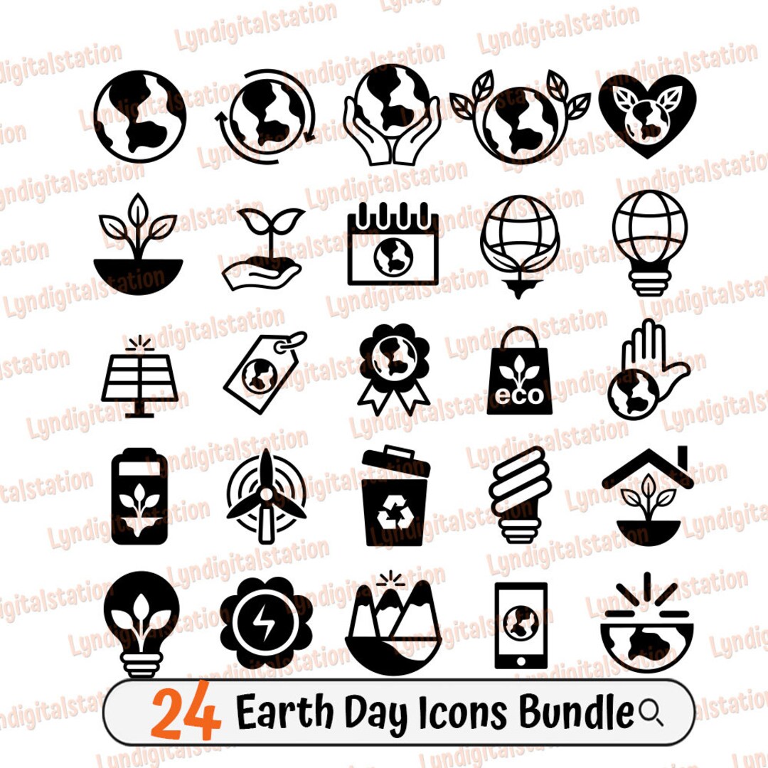 24 Earth Day Icons Bundle Svg | Plants Clipart | Solar Energy Cut File ...