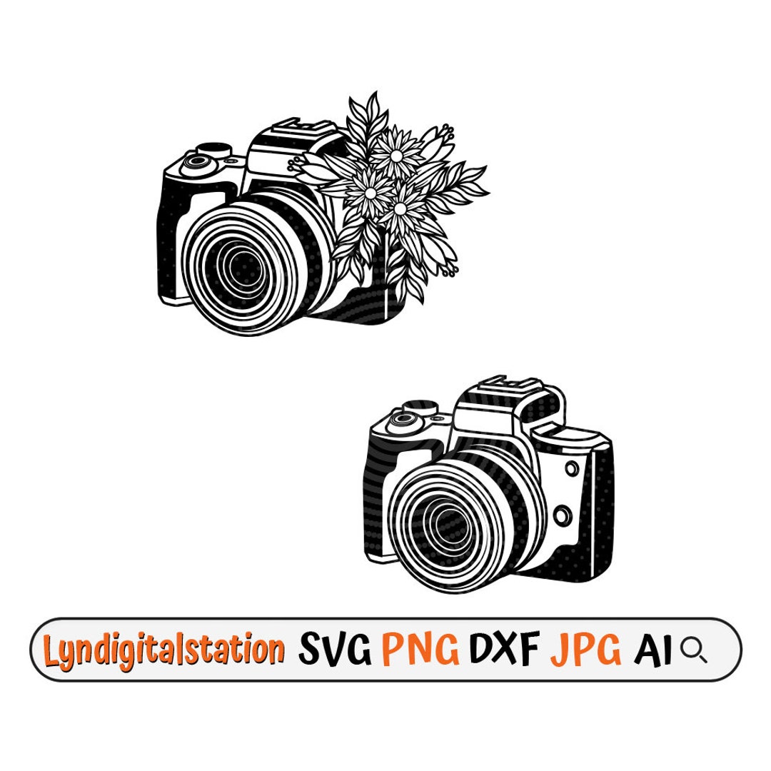 Camera Floral Svg | Photography Clipart | 2 Set of Camera Cut File ...