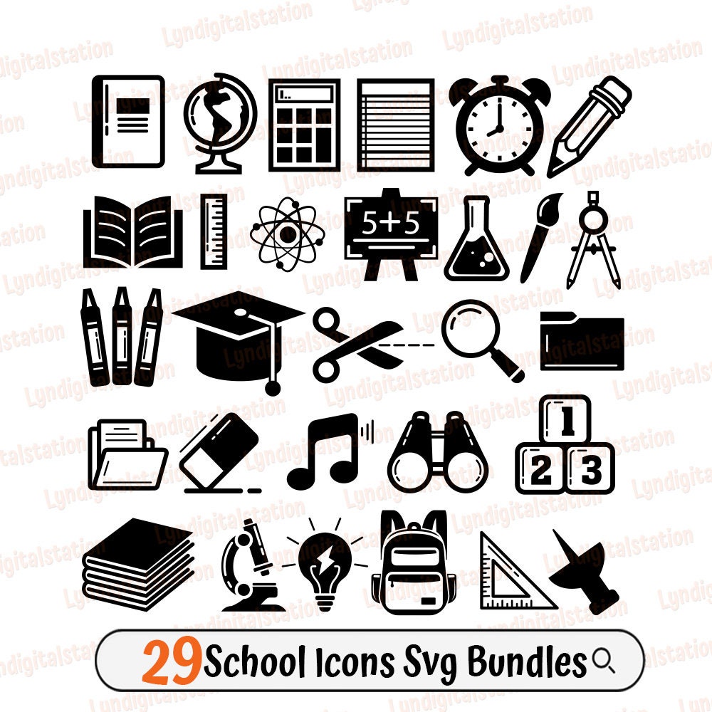 29 School Icons Bundles Svg School Supplies Clipart Learning Materials ...