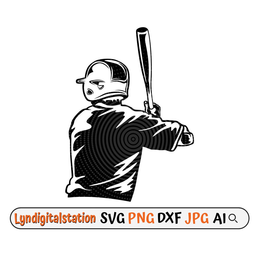 Baseball Player Svg | Baseball Bat Clipart | Baseball Batter Cut File ...
