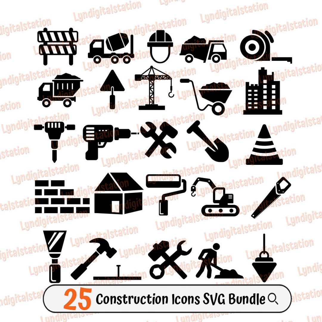 25 Construction Icons Bundles Svg | Builders Clipart | Masonry Cut File ...
