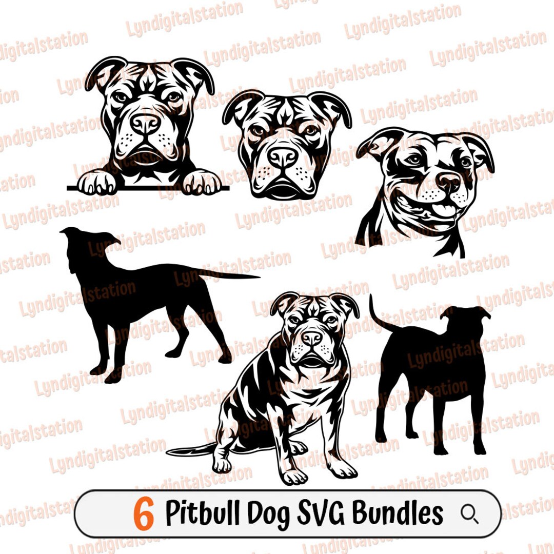 Pit Bull Bundles Svg | Pit Bull Terrier Clipart | 6 Dog Breed Cut File ...