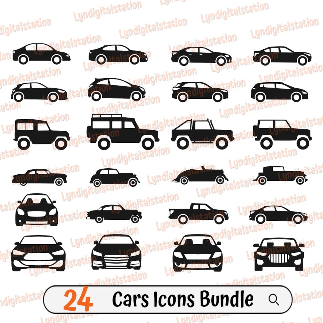 24 Car Icons Bundles Svg | Car Clipart | Race Cars Cut File ...