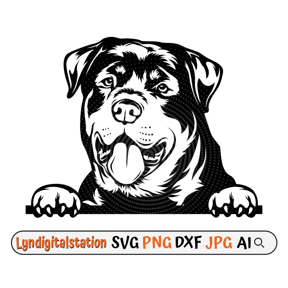 Rottweiler Peeking Svg Dog Clipart Dog Breed Cut File Rottweiler Peek a ...