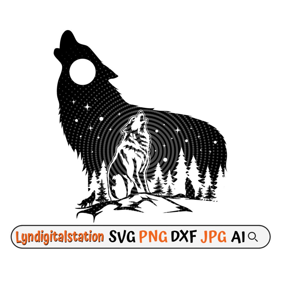 Wolf Svg | Howling Wolf Clipart | Night Wolf Cut File | Wolf Night ...