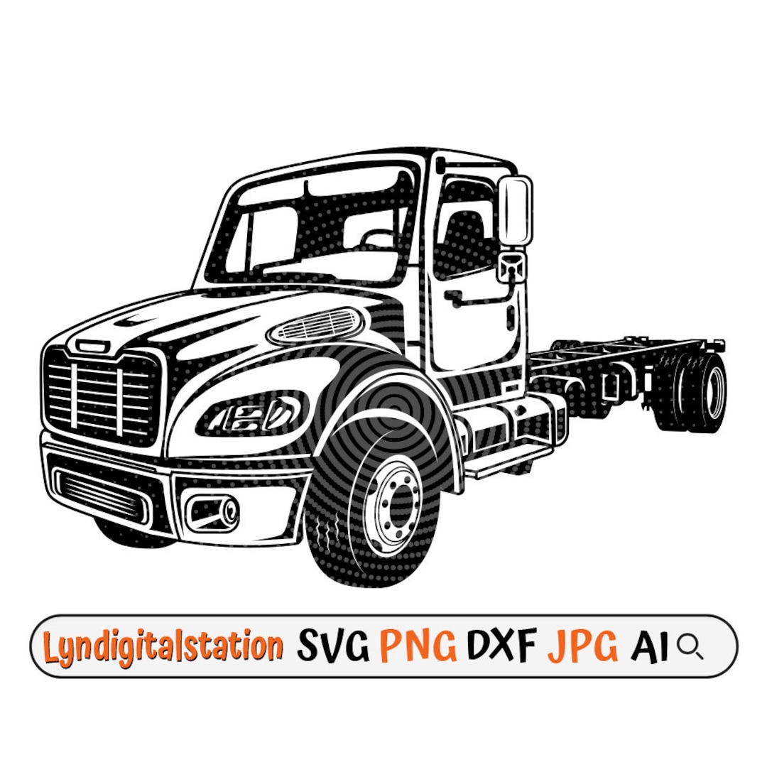 Freightliner Truck Svg | Semi Trucks Clipart | Flat Bed Semi Truck Cut ...