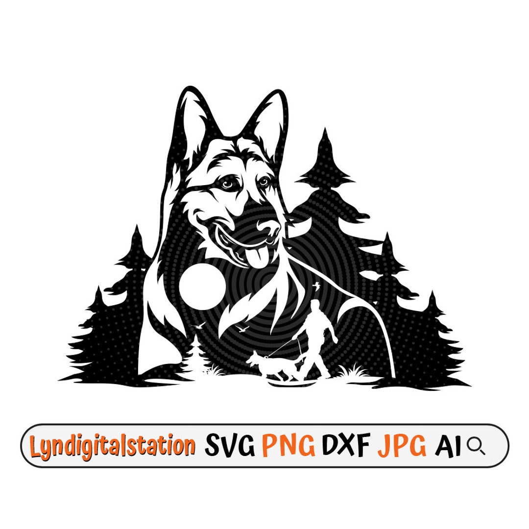German Police Dog Scene Svg | German Shepherd Clipart | Canine Animal ...